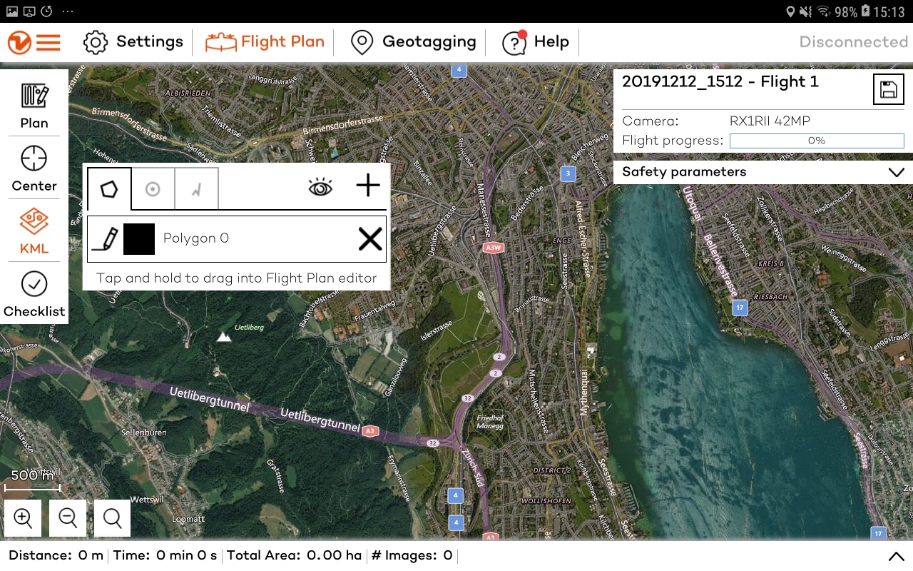 Using KML files for flight planning