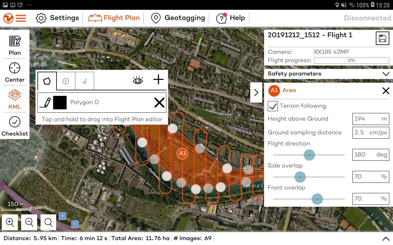 Using KML files for flight planning