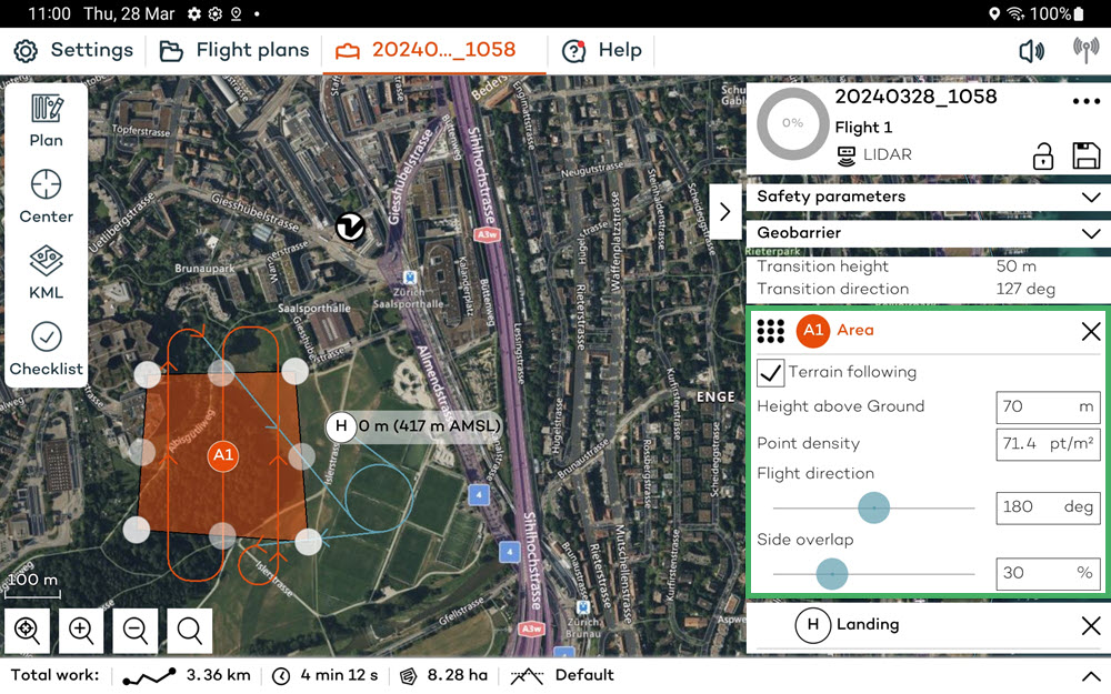Capturing data with Wingtra LIDAR