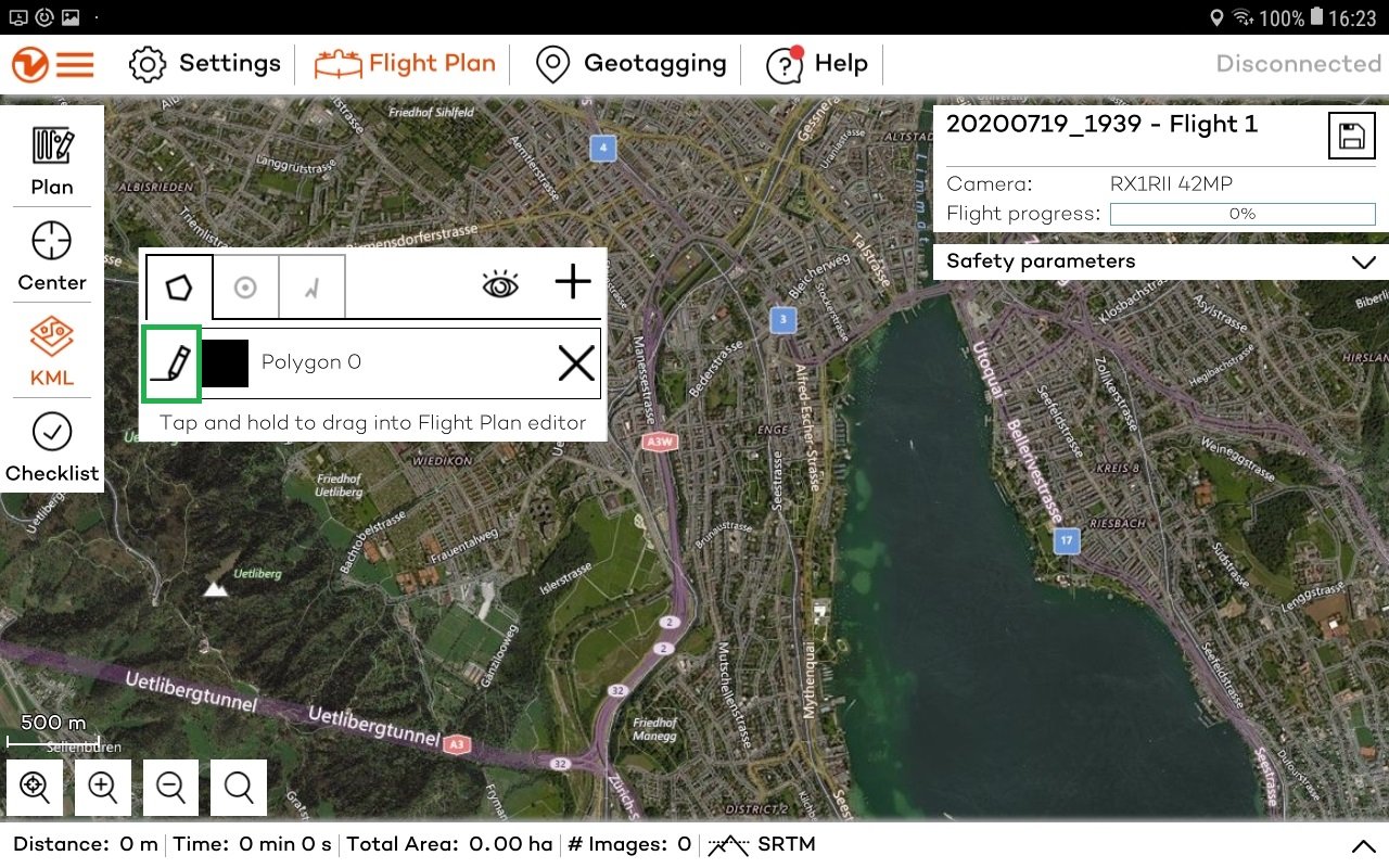 Using KML files for flight planning