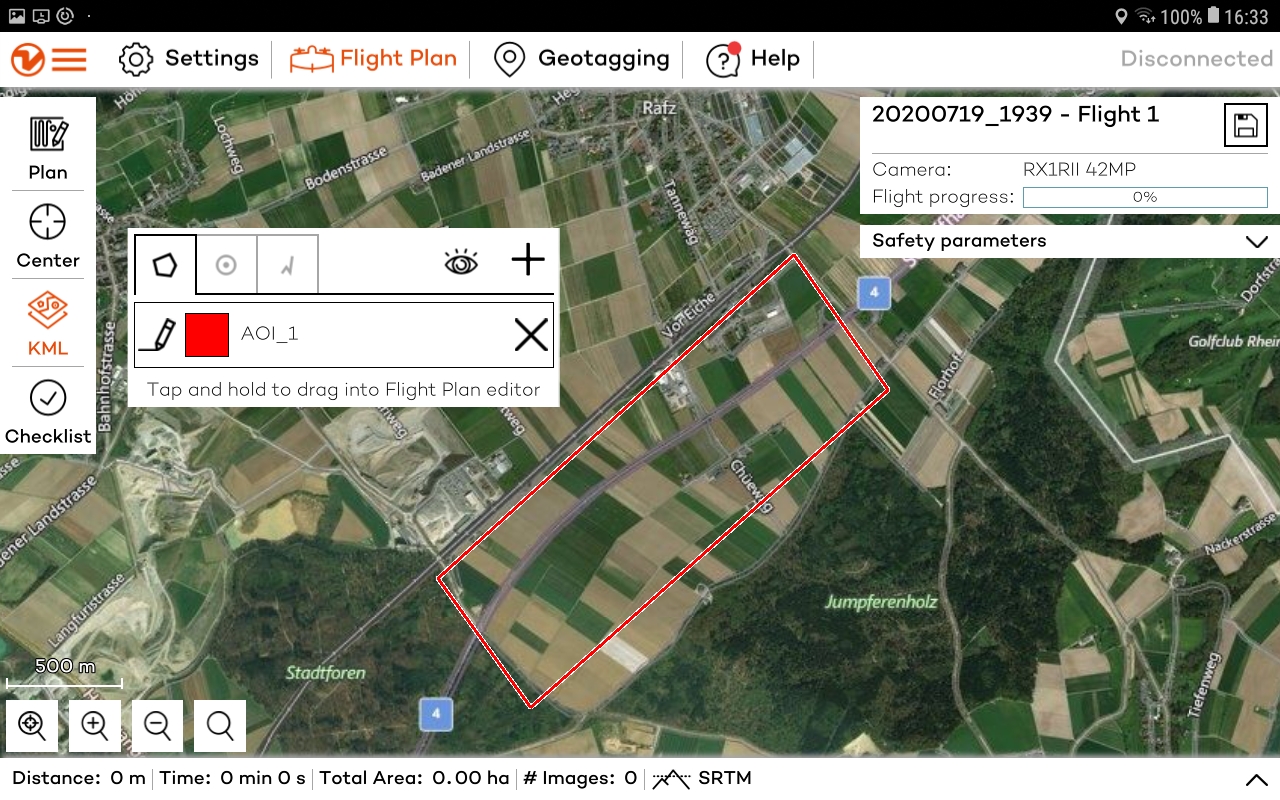 Using KML files for flight planning