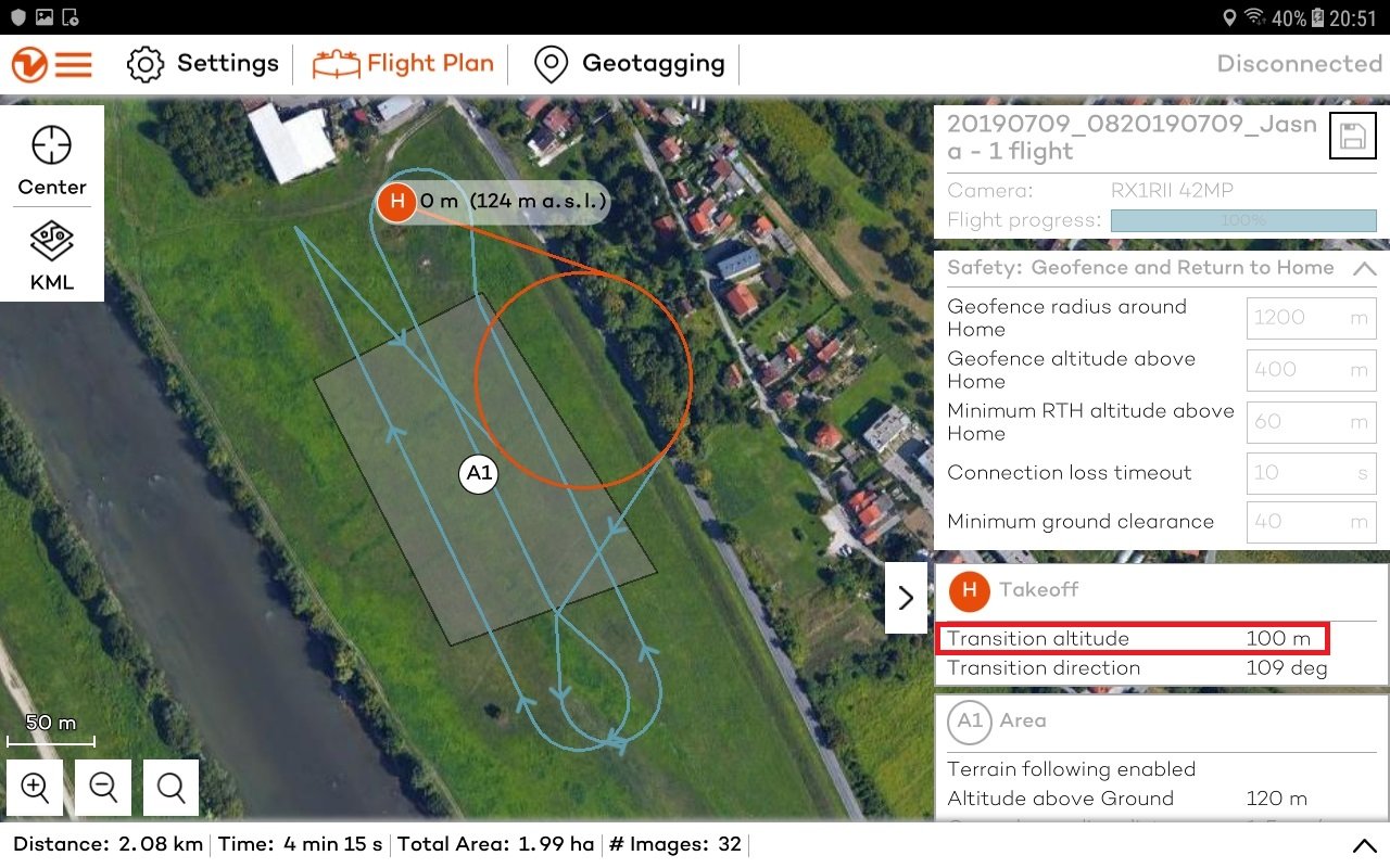 How the transition height affects the flight time